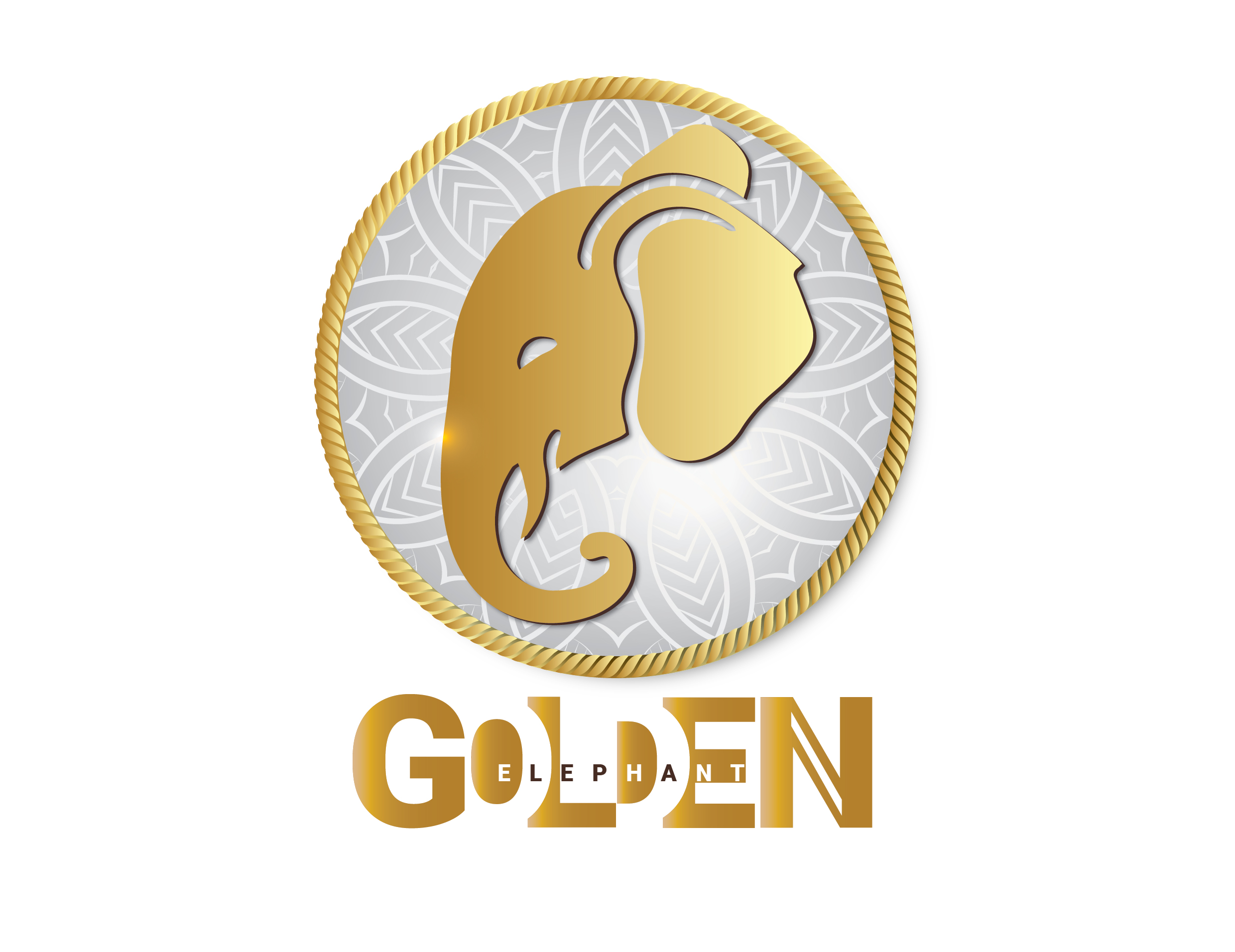 Golden Elephant Logo Golden Elephant Emblem Stock Vector (Royalty